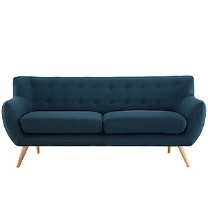 Modway Remark Mid-Century Modern Sofa With Upholstered Fabric In Azure