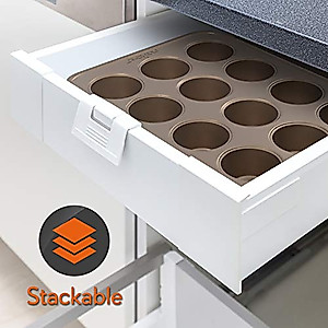 NutriChef Non-stick Carbon Steel Muffin Pans - Pair of Cupcake Cookie Sheet Pan Style for Baking, Professional Kitchen Muffin Bake Pans, 2 pc. Muffin Pans w/ 12 Cups Cupcake Baking Tray -