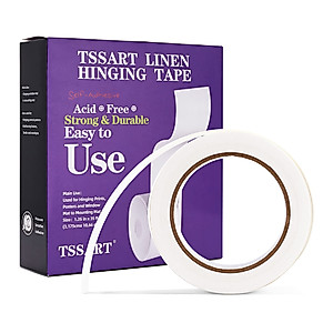 TSSART Linen Hinging Tape - Self-Adhesive Hinging Tape for Prints Matte Frames, Artwork Matting - Acid Free 1.25inch x 35ft
