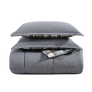 Eddie Bauer - Queen Duvet Cover Set, Reversible Bedding with Matching Shams, Stain Resistant Home Decor (Richmond Grey, Queen)