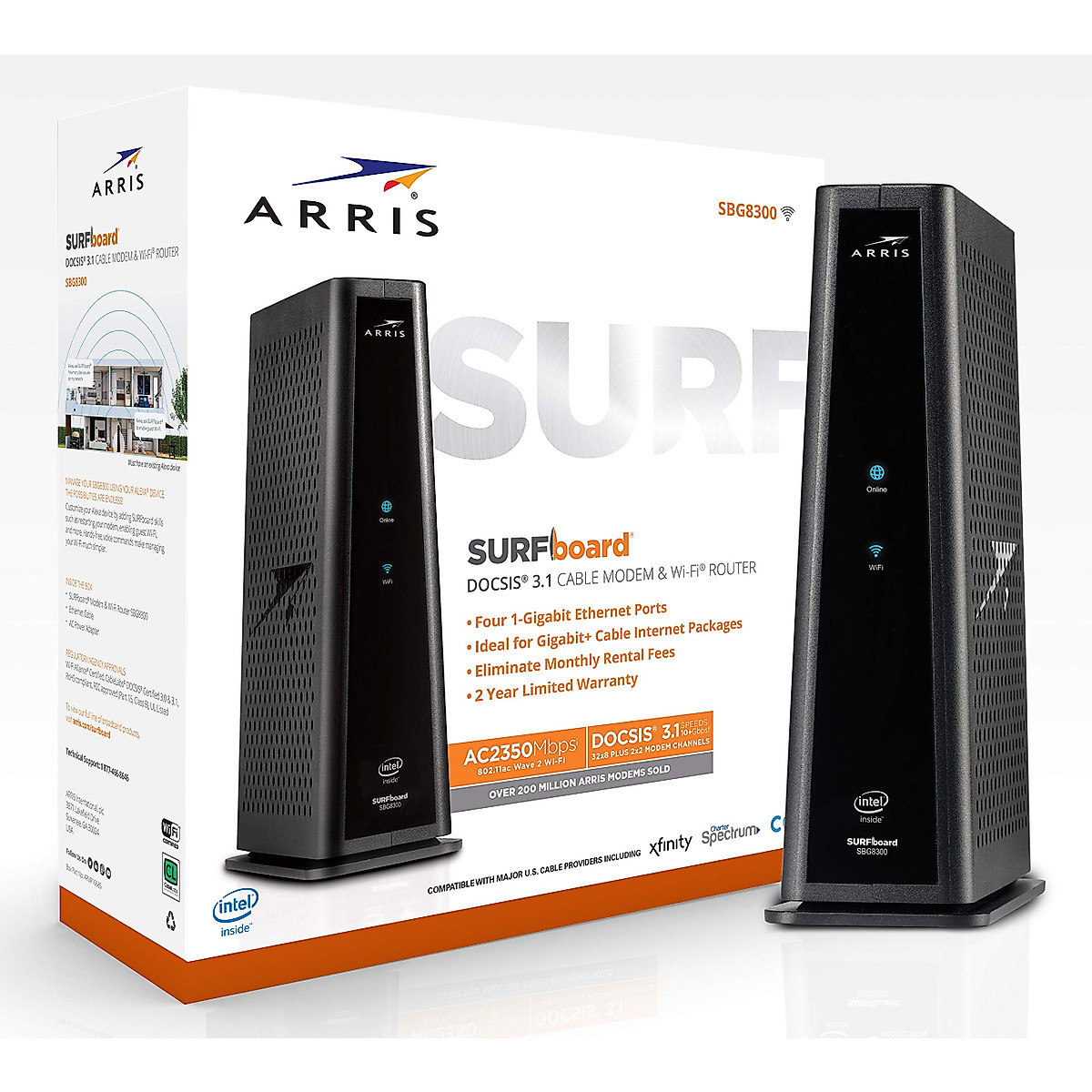 ARRIS Surfboard SBG8300 DOCSIS 3.1 Cable Modem & Wi-Fi Router + Roku Express | HD Streaming Device Bundle