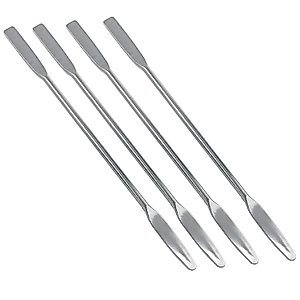 Meuey Lyot Stainless Steel Lab Laboratory Mini Double-Ended Spatula Semi-Micro Shovel Conical Arrow End Flat End -4PCS
