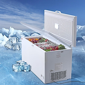 VEVOR Chest Freezer, 17.2 Cu.ft / 488 L Large Deep Freezer & 4 Removable Baskets, Freestanding Top Open Door Commercial Chest Freezers with Locking Lid, 7-Level Adjustable Temp, LED Lighting, 6 Wheels