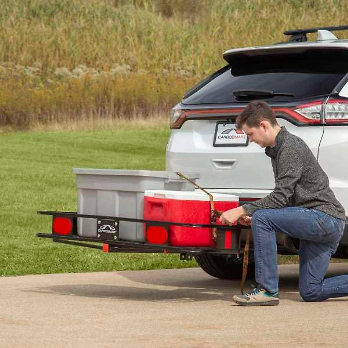 CARGOSMART 60 in. x 24 in. Folding Cargo Tray Carrier with 6 in. High Side Rails for 2 in. Receivers, 500 lb. Capacity