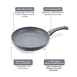 Wonderchef Granite Non-Stick Fry Pan with Induction Bottom & Soft-Touch Handles | Virgin Grade Aluminium | PFOA & Heavy Metals Free | 3.5mm thick | Grey | 26 cms | 2 litres | 2 Years Warranty