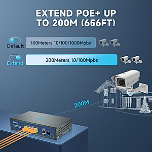 Davuaz Gigabit PoE Switch with 4 POE+ Port, 1 Gigabit Uplink Port and 1 SFP Port, IEEE802.3af/at Compliant, Up to 78W, Metal Design, Unmanaged Power Over Ethernet Switch, Plug and Play Network Switch