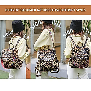 MCWTH Women Backpack Purse Fashion PU Leather Ladies Handbag, College Travel Casual Shoulder Bags (Leopard Brown)