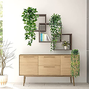 Sggvecsy Fake Hanging Plants 4 Pack Artificial Hanging Eucalyptus Plants Fake Potted Greenery Faux Eucalyptus Mandala Vine Ivy Vine Leaves Pea Pod for Home Indoor Outdoor Wall Garden Decor