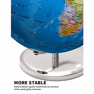 Waldauge Illuminated World Globe with Stand, 13" Earth Globes with Stable Heavy Metal Base for Kids Classroom Learning, LED Constellation Globe Night Light with HD Printed Map