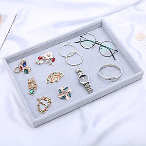 STYLIFING Jewelry Organizer Tray Velvet Jewelry Tray Jewelry Display Case Drawer Jewelry Organizer Ring Earring Necklace Bracelet Watch Buttons Holder