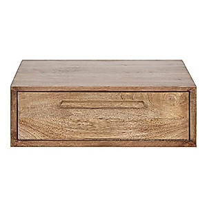 Kate and Laurel McCutcheon Floating Wood Storage Shelf, 18 x 12 x 6, Natural Wood, Decorative Transitional Floating Bedroom Nightstand with a Concealed Cubby Compartment