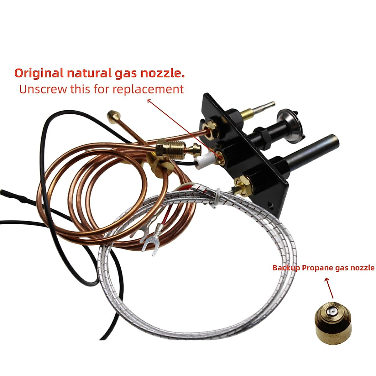 10002264 Pilot Assembly NG Fireplace Replacement of HHT Majestic & VC NG Pilot Assembly for Fireplaces, Fryer with 750mV Thermopile