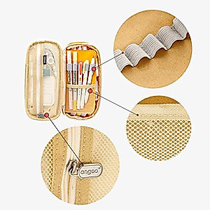 CENGNIAN Students School Pencil Case, Big Capacity Office Stationery Bag for Men, Zipper Organizer Pouch, Durable Pencil Box for Students, Makeup Storage Organizer Holder for Women (Khaki)