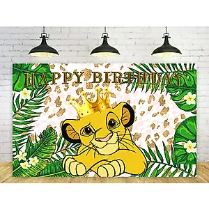 The Lion King Backdrop for Birthday Party Decorations, Wild Jungle Background for Baby Shower Party Cake Table Decorations Supplies, The Lion King Theme Banner, 5x3ft
