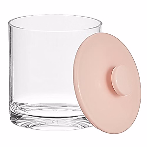 mDesign Small Modern Apothecary Storage Organizer Canister Jars - Acrylic Containers for Bathroom, Organization Holder for Vanity, Counter, Makeup Table, Lumiere Collection, 3 Pack, Clear/Light Pink