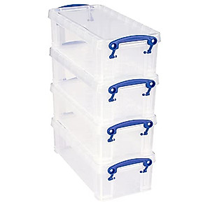 Really Useful Plastic Storage Box 0.9 Litre Clear (Pack of 4)