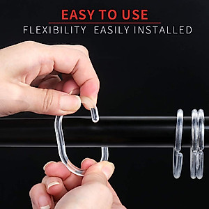 FANDAMEI 36 Pieces Shower Curtain Rings, Plastic Shower Curtain Hooks Hanger for Bathroom Shower Window Rod, C Shaped Shower Hooks for Shower Curtain