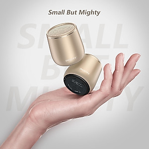 INSMY Small Bluetooth Speaker, Waterproof Mini Portable Wireless Speaker, Punchy Bass Rich Audio Stereo Pairing, Handheld Pocket Size,Built in Mic for Hiking Biking Gift Laptop Tablet (Gold)