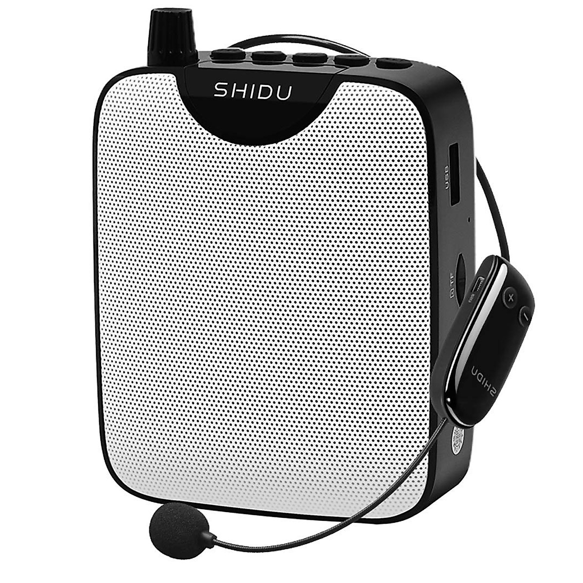 Voice Amplifier, SHIDU Original Wireless Voice Amplifiers 10W Rechargeable Portable Mini PA System Speaker with UHF Wireless Microphone Headset for Teachers, Yoga, Tour Guides, Coaches, Classroom