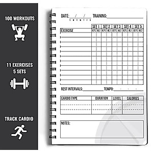 Workout Planner for Daily Fitness Tracking & Goals Setting (A5 Size, 6” x 8”, Charcoal Gray), Men & Women Personal Home & Gym Training Diary, Log Book Journal for Weight Loss by Workout Log Gym