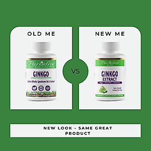 Paradise Herbs Ginkgo Biloba Extract, Super Potent, Ultra Pure, Vegan, Non GMO, Gluten Free, 60 Vegetarian Capsules