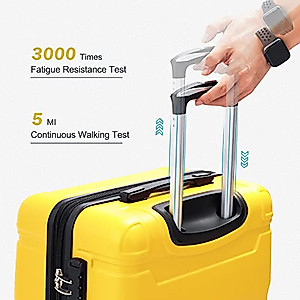 Merax Luggage Sets 3 Piece Suitcase, Hardside Suit case with Spinner Wheels Lightweight TSA Lock, Yellow, 20/24/28 Inch