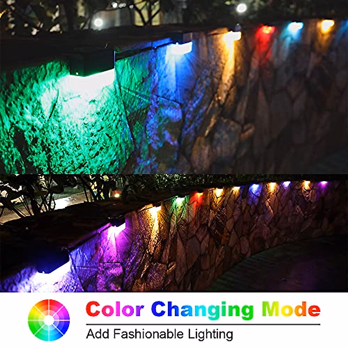 CHINLY Solar Deck Lights 8-Pack Halloween Lights Outdoor Waterproof led, Warm White & Color Changing, Fence Post Solar Lights for Stairs, Fence, Deck, Garden, Patio Yard, Porch and Step