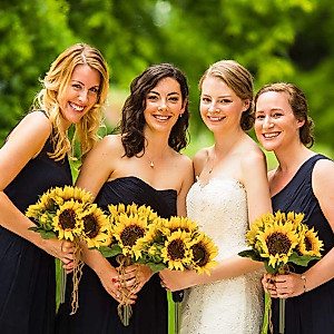 Decpro Artificial Sunflower Bouquets, 9 Heads Realistic Silk Sunflowers for Home Hotel Office Wedding Party Garden Decoration, DIY Floral Arrangement, Centerpieces(Pack of 2)