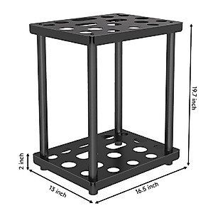 Taaji Garden Tool Organizer, Heavy Duty Steel Yard Tool Organizer Stand, Garage Storage Rack Organizes up Garden Tools, Shovels, Rakes, Brooms, Mops, Black