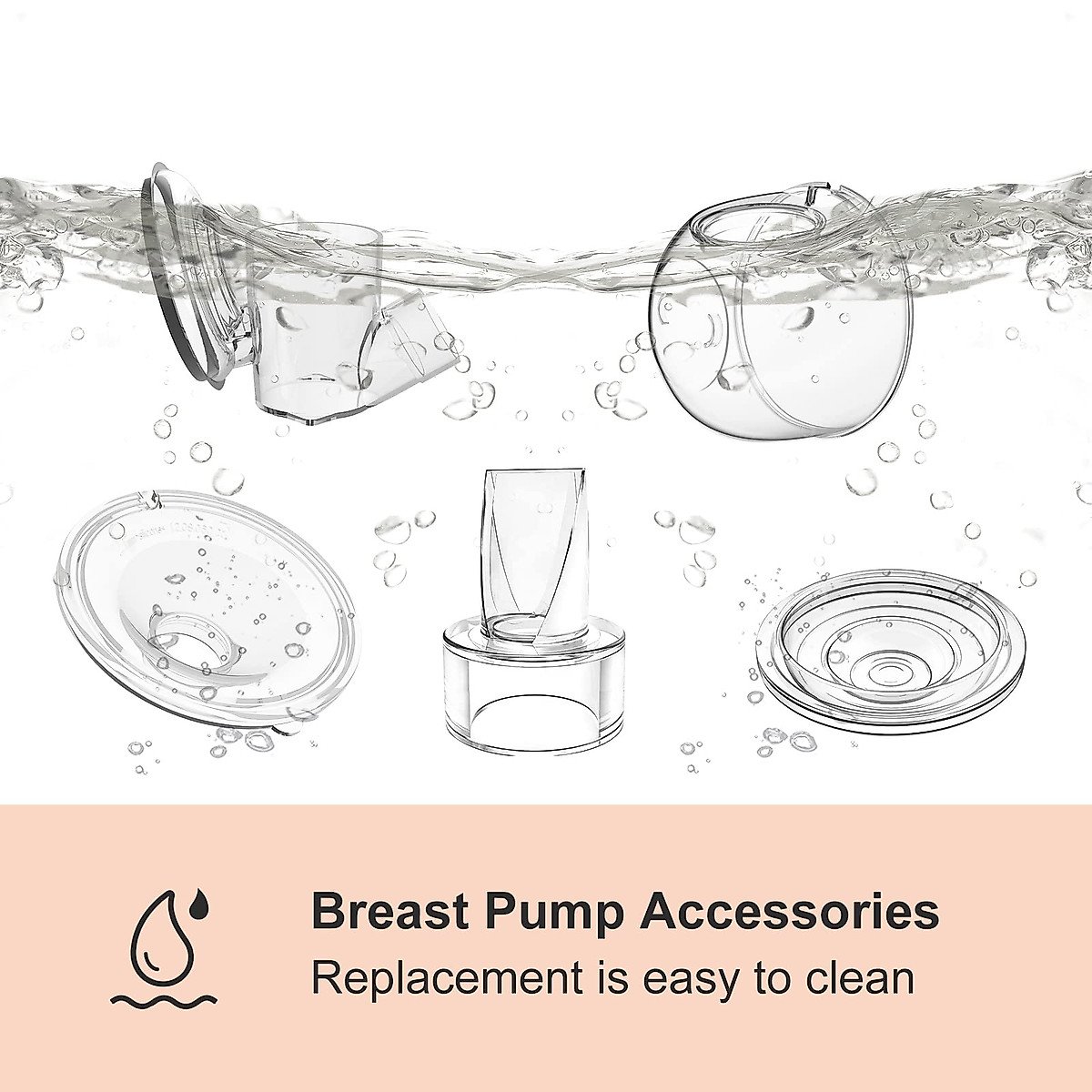 Veoiramc Wearable Breast Pump Parts Accessories Replace Silicone Diaphragm/Duckbill Valve/Collector(180ml)/Linker/Flange, Compatible Suitable S9/S10/S12, Original Part Accessories Replacement(27mm)