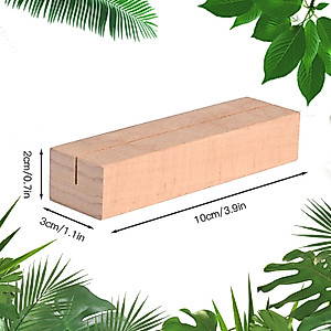 Baoz 12 PCS Wood Place Card Holders Table Number Stands Picture Holder Acrylic Sign Holders 3.9 X 1.1 X 0.7 inch for Retail Shop Cafe Wedding Dinner Home Party Events Decoration