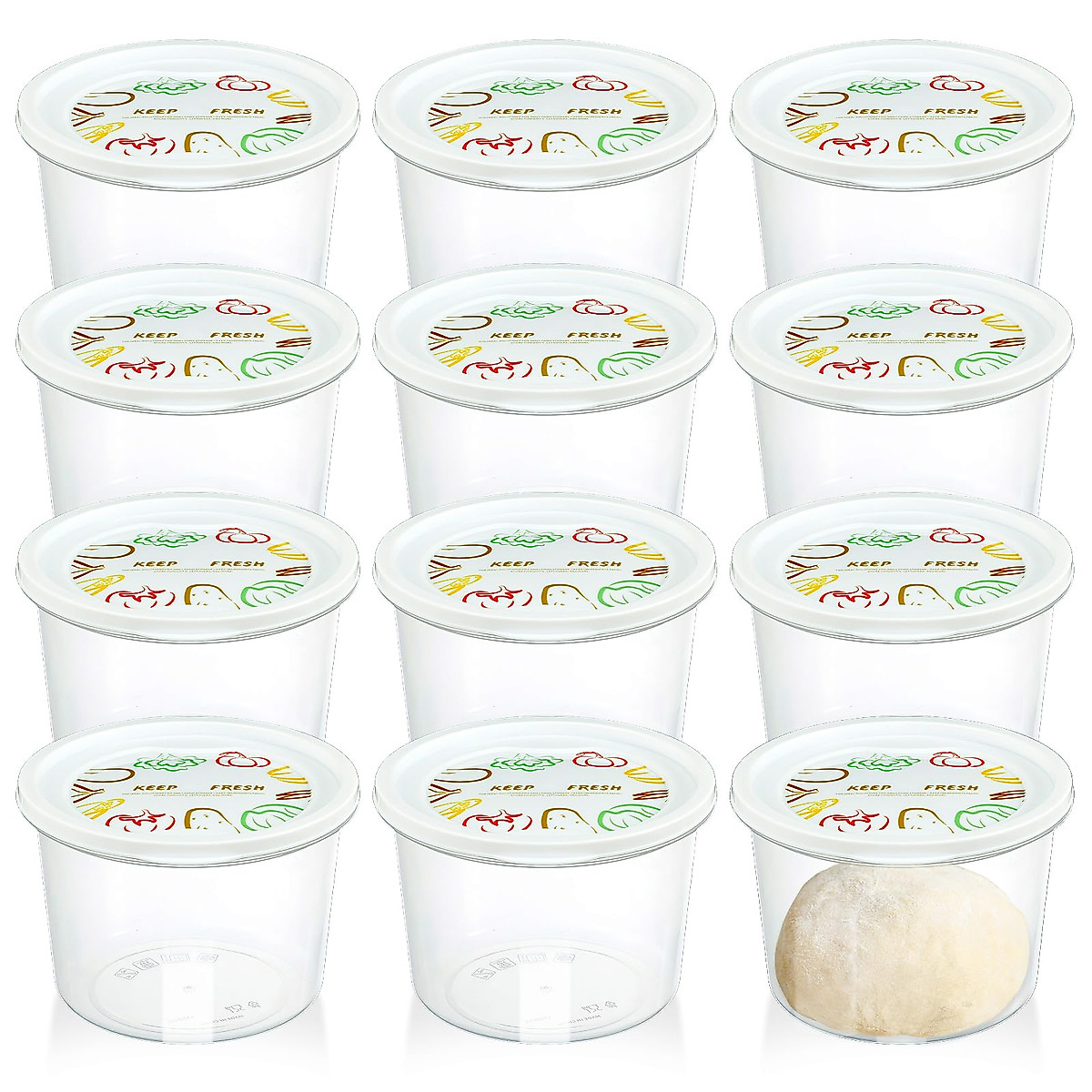 Rainmae 12pcs Pizza Dough Proofing Box with Lids, 1100ML Stackable Dough Proofing Container Pizza Making Accessories for Family Size Dough