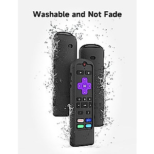 Silicone Remote Case for Roku Voice Remote Pro/RCS01R Universal Shockproof Protective Cover for Roku Ultra(2022/2021/2020/2019) Sleeve Skin with Lanyard for Roku Streaming Stick 4K+ Remote(Black)