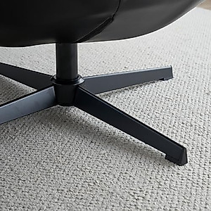 Swivel Barrel Accent Chair, Round Armchair with Wide Upholstered, 360 Degree Swivel PU Leather Club Sofa Chair for Living Room, Bedroom, Office (Cream White+Black)