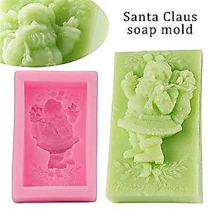 2 Pack Silicone Mold Xmas Sets, Santa Claus and Christmas Tree Shape Craft Art Silicone Soap Mold, Craft Molds DIY Handmade Soap Gifts - Soap Making Supplies by YSCEN