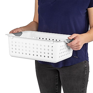 Sterilite 16248006 Medium Ultra Basket, White Basket w/ Titanium Inserts, 6-Pack