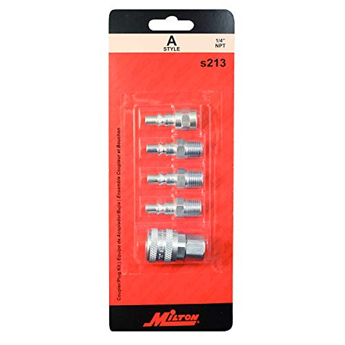 Milton S-213 1/4" NPT A Style Coupler and Plug Kit - 5 Piece