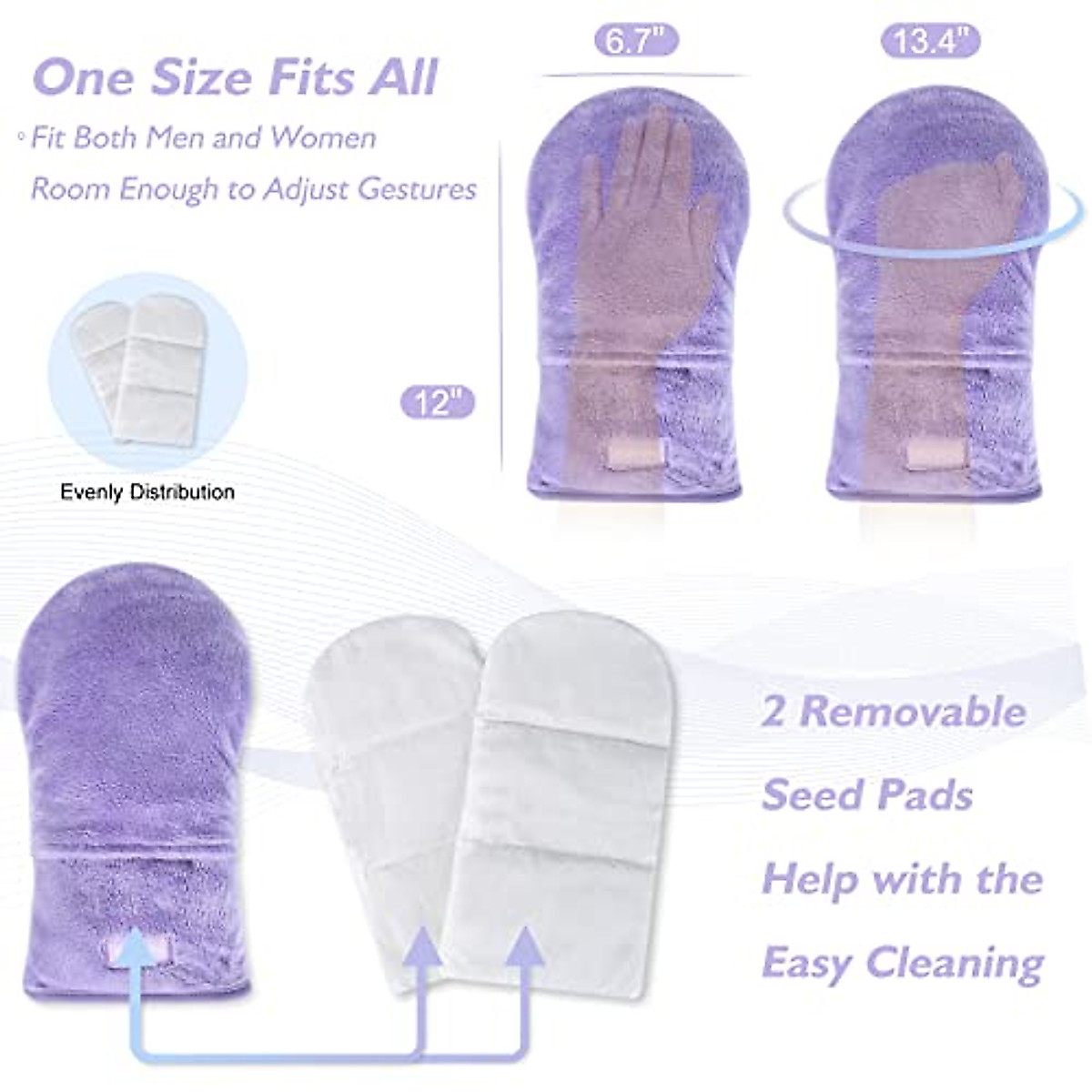 SuzziPad Microwavable Arthritis Gloves with Eyes Mask, Heated Gloves for Arthritis Hands, Stiff Joints, Carpal Tunnel, Trigger Finger; Moist Heat Hand Warmer Gloves Mittens with Washable Cover, 1 Pair