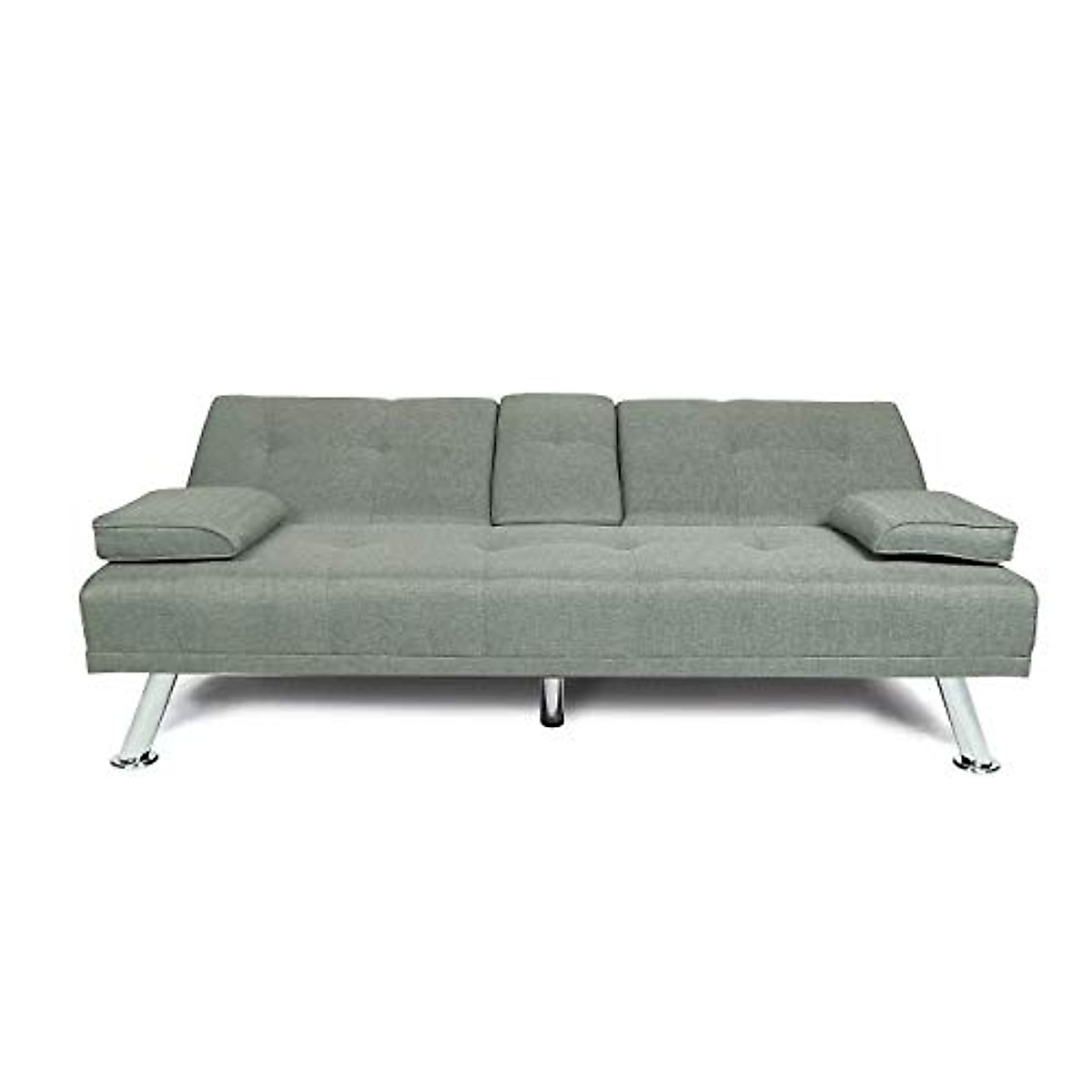 FANYE Modern Cozy Futon Sofabed Soft Upholstery Loveseat, Light Grey
