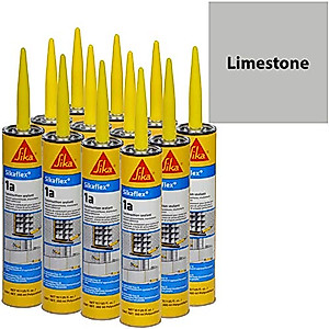 Sikaflex 1A Polyurethane Premium Grade High Performance Elastomeric Sealant, 10.3 fl oz Capacity, Limestone, 12 Tubes