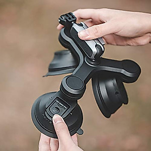 PGYTECH Triple Suction Cup Mount Compatible for DJI OSMO Action 4/3/2, Gopro 11/10/9/8/7/6/5/4 with 1/4"-20 Standard Thread Adapter, for Insta360 ONE RS/R/ONE X3/X2