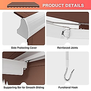 Tangkula 8 x 6.6 Ft Retractable Awning, Aluminum Patio Sun Shade w/ Crank Handle and Water-Resistant Polyester, Outdoor Manual Retractable Awning Cover Shelter