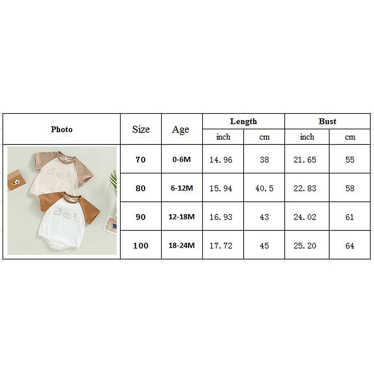 Infant Baby Boy Short Sleeve Romper Bodysuit Dinosaur Printed Summer Outfit Clothes One Piece Jumpsuit (Apricot, 0-6 Months)