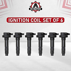 Ignition Coil Pack Set of 6 - Compatible with Ford, Mercury, Mazda & Lincoln Vehicles - 3.5L, 3.7L V6 Edge, F150, Explorer, Mustang, Taurus X, MKZ - Replaces 7T4E-12A375-EE, DG520, 7T4Z12029E, DG-520