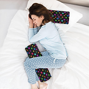 Vnurnrn Color Paw Prints Neck Support Pillow Round Neck Roll Bolster Cylinder Pillow Cervical Pillows Arm Pillow for Leg Knee Back Head Support for Work Women Men Traveling Headrest