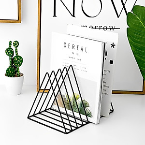 Sooyee 2 Pack 9 Slot Black Magazine Holder,Desktop File Sorter Organizer Triangle Bookshelf Decor Home Office