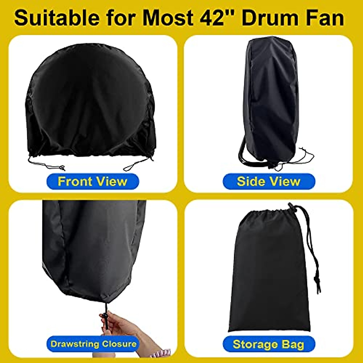 Aucovely 1PCS Outdoor Industrial Fan Cover Waterproof Dustproof 42" Fan Cover Protective Cover Fan Accessories Fan Guard Blower Cover (47x21.5x46 inch)