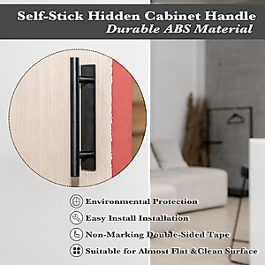 Barydat 50 Pack Stick on Drawer Pulls ABS Plastic Self Adhesive Door Cabinet Handles Peel and Stick Cabinet Handles Push Pull Helper for Kitchen Sliding Door Furniture(Black)