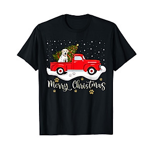 Red Truck Merry Christmas Tree Labrador Retriever Christmas T-Shirt