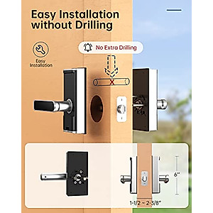 Keyless Entry Door Lock, Zomnua Fingerprint Lever Lock Keypad Door Lock with Handle, Deadbolt Alternative Front Door Lock Biometric Passcode Code Door Lock with IC Card for Home Hotel Office (Silver)